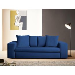 2-Sitzer Home Affaire "SLEETLAND XXL in Samtvelours oder Vintage-Leder-Optik", blau (navy blau), B:230cm H:72cm T:113cm, Sofas, besonders gro&szlig; und bequem