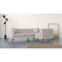 Ecksofa Home Affaire "MATTHEW L-Form ideal f&uuml;r kleine R&auml;ume, Ma&szlig;e B/T/H: 240/167/74 cm", beige (creme), B:240cm H:74cm T:167cm, 100% Polyester, Sofas, Ecksofa, elegantes Designsofa, Steppung im R&uuml;cken, incl. Zierkissen