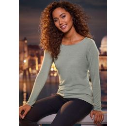Lascana Damen Langarmshirt, lindgr&uuml;n, Gr&ouml;&szlig;e 32/34