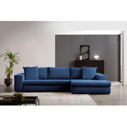 Ecksofa Home Affaire "SLEETLAND XXL in Samtvelours oder Vintage-Leder-Optik, L-Form", blau (navy blau), B:325cm H:72cm T:167cm, Sofas, Ecksofa, besonders gro&szlig; und bequem