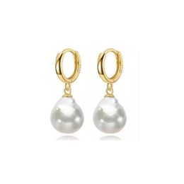 Rougemont Jewellery Earrings 'Elegante Barockperlen Creolen 925 Sterling Silber' female Gold size One Size