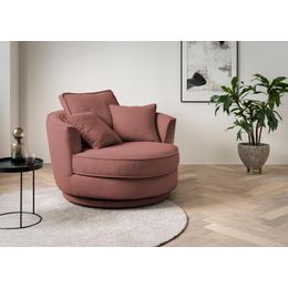 Drehsessel Home Affaire "MAISIE, Love Seat XXL, Lese-Sessel BIG-", rosa (altrosa), B:120cm H:86cm T:120cm, Sessel, Drehsessel, Sessel in MEGA CORD u. Web-Velours, 360 Grad drehbar