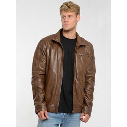 Lederjacke JCC "3102231", Herren, Gr. 48, braun (schwarz braun), Obermaterial: 100% Lammleder; Innenfutter oben: 100% Polyester; Innenfutter unten: 100% Baumwolle; &Auml;rmelfutter: 100% Polyester, Jacken