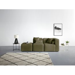 3-Sitzer Home Affaire "Sundstrup", gr&uuml;n, B:233cm H:76,5cm T:93cm, 93% Polyester, 6% Acryl, 1% Baumwolle, Sofas, Modulserie, individuelle Zusammenstellung