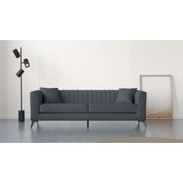 4-Sitzer Home Affaire "MATTHEW elegantes Designsofa, Ma&szlig;e B/T/H: 231/86/74 cm", grau (anthrazit), B:231cm H:74cm T:86cm, 100% Polyester, Sofas, XXL, Steppung im R&uuml;cken, lose Sitzkissen, incl 2. Zierkissen