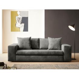 2-Sitzer Home Affaire "SLEETLAND XXL in Samtvelours oder Vintage-Leder-Optik", grau (dunkelgrau), B:230cm H:72cm T:113cm, Sofas, besonders gro&szlig; und bequem