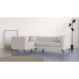 Ecksofa Home Affaire "MATTHEW L-Form ideal f&uuml;r kleine R&auml;ume, Ma&szlig;e B/T/H: 240/167/74 cm", beige (hellbeige), B:240cm H:74cm T:167cm, 100% Polyester, Sofas, Ecksofa, elegantes Designsofa, Steppung im R&uuml;cken, incl. Zierkissen