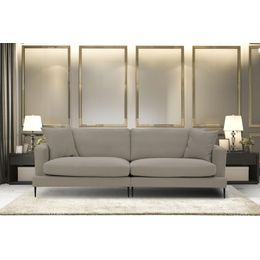 Big-Sofa Home Affaire "Cozy elegantes Designsofa, Ma&szlig;e B/T/H: 252/97/80 cm", beige (dunkelbeige), B:252cm H:80cm T:97cm, Samtoptik (100% Polyester);Struktur (100% Polyester), Sofas, Big-Sofa, mit losen Kissen und Metallbeinen