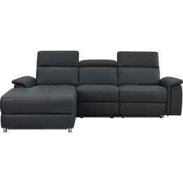 Ecksofa Home Affaire "Pareli, L-Form, 259cm,m. Recamiere, Echtleder, Kunstleder, Webstoff", braun, B:259cm H:98cm T:163cm, Echtleder/Kunstleder, Sofas, Ecksofa, man. o. elektr. Relaxfunktion, USB/Kopfteilverstellg u. LED