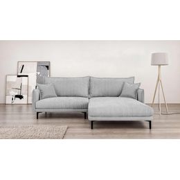 Ecksofa Home Affaire "ALEXANDRIA mit Recamiere rechts oder links bestellbar, moderne Bez&uuml;ge", grau (hellgrau), B:246cm H:86cm T:190cm, 100% Polyester, Sofas, Ecksofa, L-Form mit Wellenunterfederung, Ma&szlig;e: B/H/T 246/86/190 cm