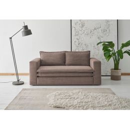 2-Sitzer Home Affaire "PIAGGE", braun (hellbraun), B:180cm H:83cm T:91cm, Sofas, Hochwertiger Cord mit weicher Velours-Struktur
