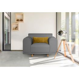 Loveseat OTTO HOME "Maroon Sessel", grau, B:125cm H:82cm T:96cm, 89% Polyester/9% Rayon/3% Nylon, Sessel, in skandinavischem Design, mit losem Kissen
