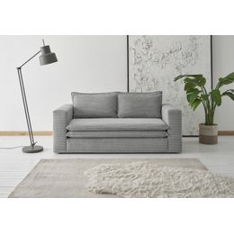 2-Sitzer Home Affaire "PIAGGE", grau (hellgrau), B:180cm H:83cm T:91cm, Sofas, Hochwertiger Cord mit weicher Velours-Struktur
