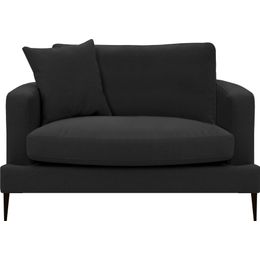 Sessel Home Affaire "Cozy Loungesessel, Designersessel, Ma&szlig;e B/T/H: 91/97/80 cm", schwarz, B:91cm H:80cm T:97cm, Samtoptik (100% Polyester);Struktur (100% Polyester), Sessel, XXL-Sessel Einzelsessel, mit Metallbeinen und Zierkissen