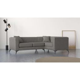 Ecksofa Home Affaire "MATTHEW L-Form ideal f&uuml;r kleine R&auml;ume, Ma&szlig;e B/T/H: 240/167/74 cm", grau (taupe), B:240cm H:74cm T:167cm, 100% Polyester, Sofas, Ecksofa, elegantes Designsofa, Steppung im R&uuml;cken, incl. Zierkissen
