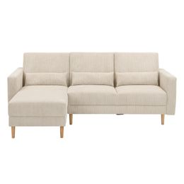 Tchibo - Federkern Eck-Schlafsofa »Jenna« - 223x152x93cm - creme - Polyester / Buchenholz / Holz