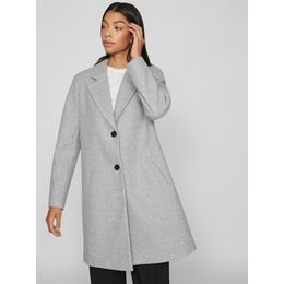 Kurzmantel Vila "VICLAUDIA BUTTON COAT - NOOS", Damen, Gr. 34, light grau melange, Web, Obermaterial: 100% Polyester, meliert, unifarben, regular fit kniefrei, V-Ausschnitt, Mäntel