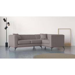Ecksofa Home Affaire "MATTHEW L-Form ideal f&uuml;r kleine R&auml;ume, Ma&szlig;e B/T/H: 240/167/74 cm", grau (taupe), B:240cm H:74cm T:167cm, 100% Polyester, Sofas, Ecksofa, elegantes Designsofa, Steppung im R&uuml;cken, incl. Zierkissen