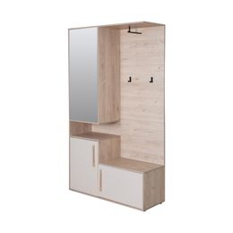 Roba Kompaktgarderobe &raquo;Entry&laquo; - 117x38x198cm - braun - Holz / Metall / Glas