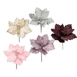 Kunstblume I.GE.A. "Poinsettia", rosa (silberfarben, creme, dunkelrot, altrosa, rosa), B:18cm H:21cm L:18cm, Obermaterial: 95% Polyester, 5% Kunststoff, Kunstpflanzen, Kunstblume, Dekoblume, 5er Set