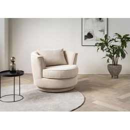 Drehsessel Home Affaire "MAISIE, Lese-Sessel, Love Seat", beige (hellbeige), B:95cm H:77cm T:95cm, Sessel, Drehsessel, trendige Stoffe MEGA CORD und Web-Velours, 360 Grad drehbar