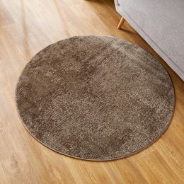 Teppich ANDIAMO "Luna", grau (taupe), H:7mm &Oslash;:133cm, Kunstfaser, Teppiche, Teppich, Kurzflor, modernes Design, meliert, Wohnzimmer, Schlafzimmer