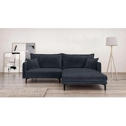 Ecksofa Home Affaire "ALEXANDRIA mit Recamiere rechts oder links bestellbar, moderne Bez&uuml;ge", grau (anthrazit), B:246cm H:86cm T:190cm, 100% Polyester, Sofas, Ecksofa, L-Form mit Wellenunterfederung, Ma&szlig;e: B/H/T 246/86/190 cm