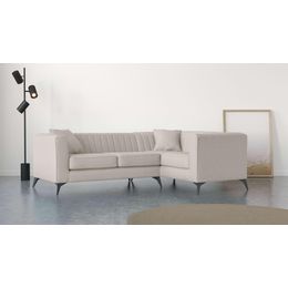Ecksofa Home Affaire "MATTHEW L-Form ideal f&uuml;r kleine R&auml;ume, Ma&szlig;e B/T/H: 240/167/74 cm", beige (creme), B:240cm H:74cm T:167cm, 100% Polyester, Sofas, Ecksofa, elegantes Designsofa, Steppung im R&uuml;cken, incl. Zierkissen