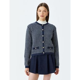 KOTON Strickjacke Damen Größe S navy / weiß