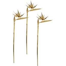 Kunstblume I.GE.A. "Strelitzie", gold (goldfarben), B:27cm H:95cm L:5cm, Obermaterial: 100% Kunststoff, Kunstpflanzen, Exotischer Dekozweig,Tropische Blume, 3er Set