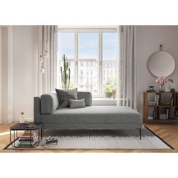 Recamiere Home Affaire "Bihult", grau (hellgrau), B:210cm H:89cm T:104cm, Samtoptik (100% Polyester);Struktur fein (100% Polyester);Samtcord (92% Polyester, 8% Polyamid), Sofas, Recamiere, Armlehne links oder rechts bestellbar