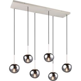 s.Oliver Pendelleuchte "ANJELLA, Hängelampe beige exkl 6x E14, warm grey (beige) + smoke Glas", greige rauchglas, 6, Ø 14,5cm H: 150cm, 1 Stk., Leuchten, mit mundgeblasenen Glas Lampenschirmen in rauchgrau, 150 x 90 x 30 cm