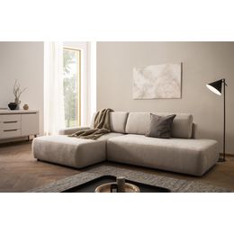 Ecksofa Home Affaire "TORGE, Schlafsofa Cord, Samtvelours u. Strukur fein, Couch in L-Form", beige (hellbeige), B:276cm H:82cm T:164cm, 100% Polyester, Sofas, Ecksofa, Schlaffunktion und Bettkasten, Liegefl&auml;che: 210x125 cm, neues Design