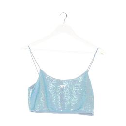 Off-White Top / Seidentop Damen Gr&ouml;&szlig;e M Second Hand blau