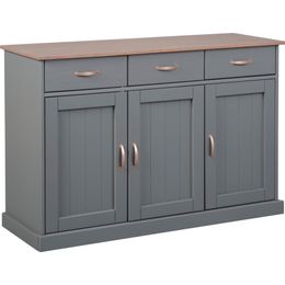 Kommode Inter Link "Luzern", braun (grau, braun), B:131cm H:86cm T:45cm, FSC-zertifizierter Holzwerkstoff, MDF, Massivholz, Sideboards