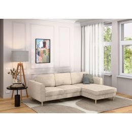 Ecksofa Home Affaire, B:232cm H:83cm T:161cmcream, 92% Polyester, 8% Polyamid, Wohnzimmer, Sofas, "Booster, whlw. mit Schlaffunktion & Bettkasten,