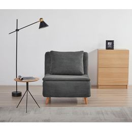 Sessel OTTO HOME "AINSLEY", grau (anthrazit), B:81cm H:82cm T:65cm, 100% Polyester, Sessel, wandelbar zum Gästebett, Schlafsofa, Webstoff u. Cord-Bezug