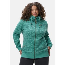 Sweatjacke Ragwear "Neska Print Zip Plus", Damen, Gr. 46, grün (mint), Sweatware, Obermaterial: 70% Baumwolle, 30% Polyester, gerade hüftbedeckend, hoch geschlossener Ausschnitt, Ärmel ohne Ärmelschlitz Rippbündchen, Sweatjacken, Cooler Damen Zip-Hoodie mit Kapuze und Print