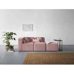 3-Sitzer Home Affaire "Sundstrup", rosa, B:233cm H:76,5cm T:93cm, 100% Polyester, Sofas, Modulserie, individuelle Zusammenstellung
