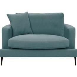 Sessel Home Affaire "Cozy Loungesessel, Designersessel, Ma&szlig;e B/T/H: 91/97/80 cm", blau (petrol), B:91cm H:80cm T:97cm, Samtoptik (100% Polyester);Struktur (100% Polyester), Sessel, XXL-Sessel Einzelsessel, mit Metallbeinen und Zierkissen