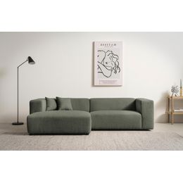 Ecksofa Home Affaire "BAKELS, L-Form in Cord oder Boucle-Stoff, moderne Couch", gr&uuml;n, B:267cm H:66cm T:163cm, Sofas, Ecksofa, wahlweise Recamiere rechts/links, bequemer Sitzkomfort