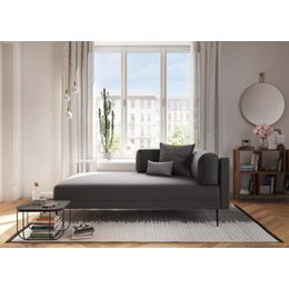 Recamiere Home Affaire "Bihult", grau (anthrazit), B:210cm H:89cm T:104cm, Samtoptik (100% Polyester);Struktur fein (100% Polyester);Samtcord (92% Polyester, 8% Polyamid), Sofas, Recamiere, Armlehne links oder rechts bestellbar