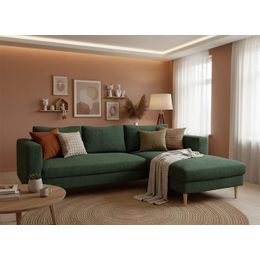 Ecksofa Trendmanufaktur, B:232cm H:81cm T:161cmdunkelgrün, Wohnzimmer, Sofas, "Amazing, wahlw. mit Schlaffunktion & Bettkasten, Fuß Buche lackiert",