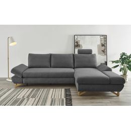 Schlafsofa Home Affaire "City/Giron", grau (anthrazit), B:284cm H:104cm T:166cm, 100% PES;Schwer entflammbar (BS 5852-0/ EN 1021-1);Gramatur 370g/ qm +/- 5%, Sofas, Schlafsofa, komfortable Bettfunktion (Liegefl&auml;che 245 x 138 cm), sowie Bettkasten