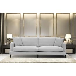 Big-Sofa Home Affaire "Cozy elegantes Designsofa, Ma&szlig;e B/T/H: 252/97/80 cm", silber, B:252cm H:80cm T:97cm, Samtoptik (100% Polyester);Struktur (100% Polyester), Sofas, Big-Sofa, mit losen Kissen und Metallbeinen