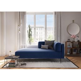 Recamiere Home Affaire "Bihult", blau, B:210cm H:89cm T:104cm, Samtoptik (100% Polyester);Struktur fein (100% Polyester);Samtcord (92% Polyester, 8% Polyamid), Sofas, Recamiere, Armlehne links oder rechts bestellbar