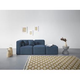 3-Sitzer Home Affaire "Sundstrup", blau, B:233cm H:76,5cm T:93cm, 100% Polyester, Sofas, Modulserie, individuelle Zusammenstellung
