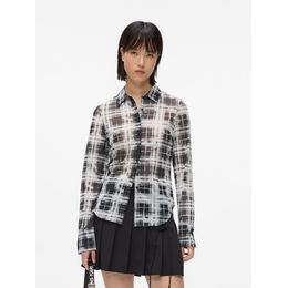 KARL LAGERFELD JEANS Bluse 'Check Mesh' Damen Gr&ouml;&szlig;e M schwarz / wei&szlig;