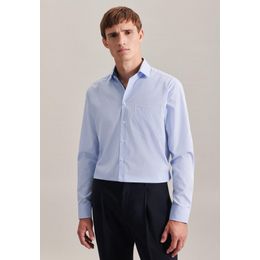 Businesshemd Seidensticker "Schwarze Rose", Herren, Gr. M39, normale &Auml;rmell&auml;ngen, blau (hellblau), 100% Baumwolle, kariert, regular fit, 2-Knopf-Manschette, Hemden, Regular 1/1 Kentkragen Karo