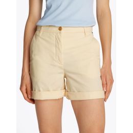 Chinoshorts Tommy Hilfiger "CO BLEND GMD CHINO SHORT", Damen, Gr. 40, N-Gr, weiß (ivory petal), Web, Obermaterial: 65% Baumwolle, 33% Lyocell, 2% Elasthan, unifarben, regular fit kurz, Hosen, mit Umschlagsaum